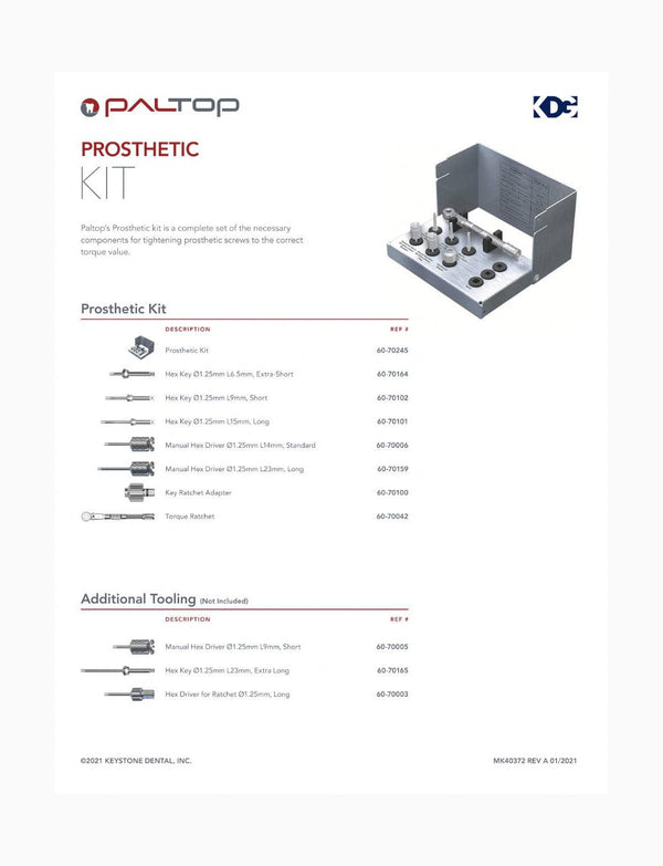 Paltop Prosthetic Kit Flyer – Keystone Dental Group